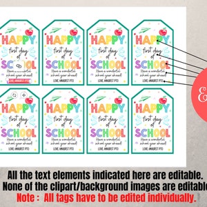 Happy First Day of School Gift Tags for Students, Teachers, Back to ...