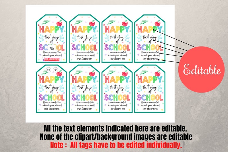 Happy First Day of School Gift Tags for Students, Teachers, Back to ...