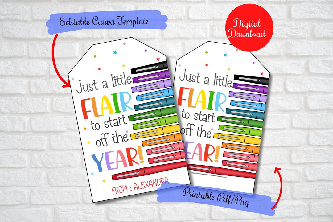 First Day of School Flair Felt Pen Gift Tags, Just a Little Flair to ...