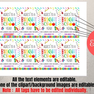 Back to School Gift Tags for Teachers, Here's to a Bright School Year ...