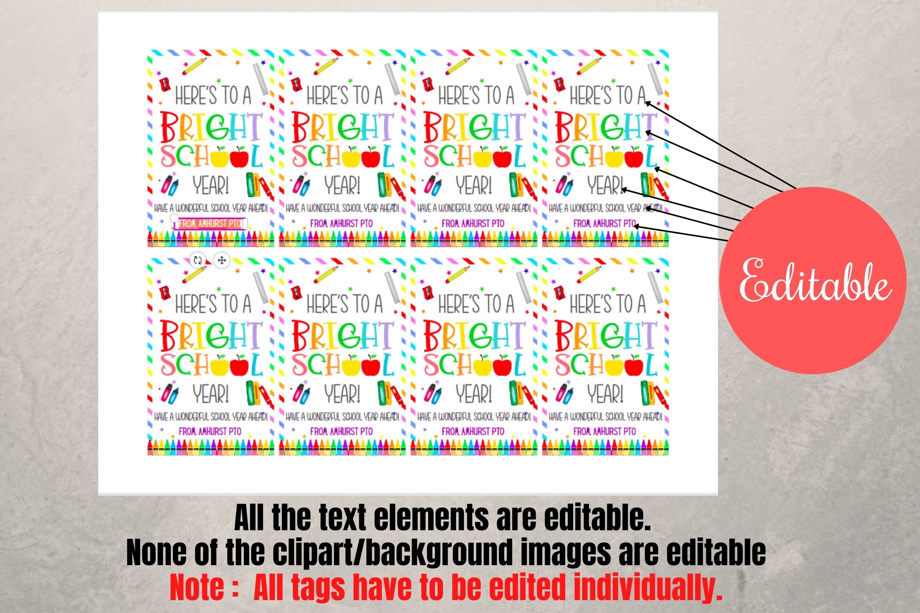 Back to School Gift Tags for Teachers Here's to a Bright - Etsy