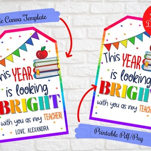 Editable Back to School Marker Gift Tags for Teacher, First Day of ...