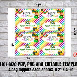 Editable Rainbow Seeds St Patrick's Day Treat Bag Topper, Rainbow ...