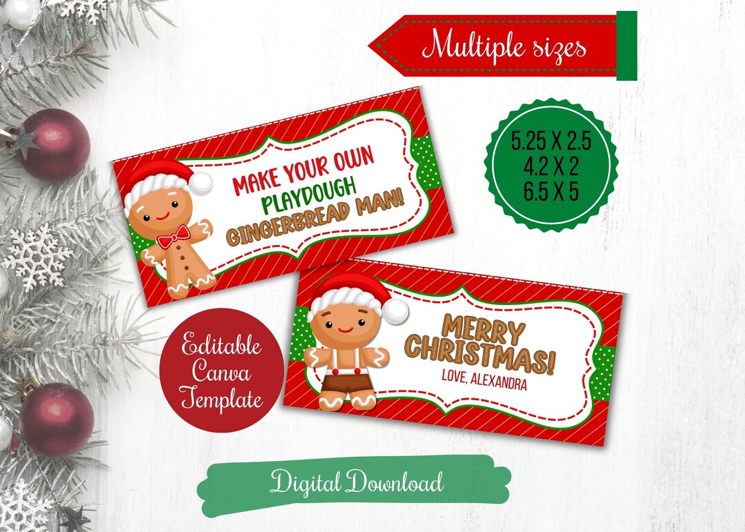 Make Your Own Playdough Gingerbread Man Treat Bag Toppers,editable ...