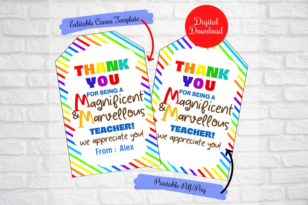 M&M Candy Gift Tags ,thank You for Being Magnificient and Marvellous ...