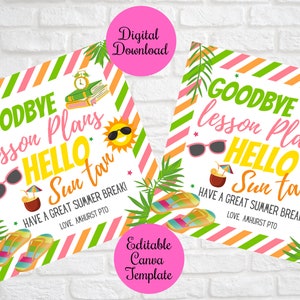 Goodbye Lesson Plans Hello Suntan Gift Tags Teacher - Etsy