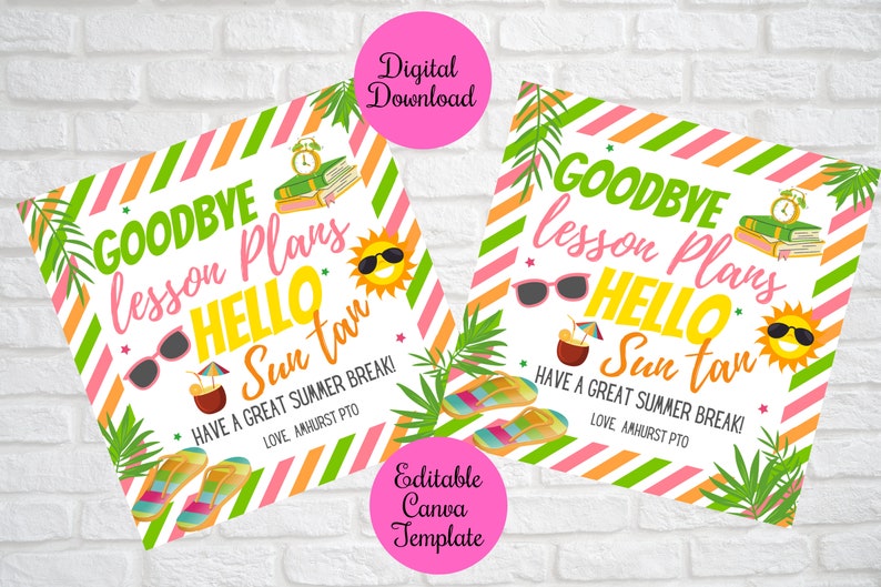 Goodbye Lesson Plans Hello Suntan Gift Tags Teacher - Etsy
