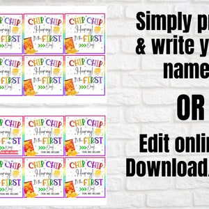 Chip Chip Hooray It's the First Day, Back to School Chips Gift Tag ...
