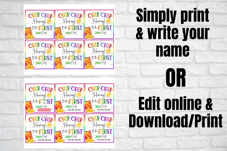 Chip Chip Hooray It's the First Day, Back to School Chips Gift Tag ...