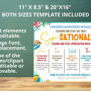 Editable Sunsational Teacher Appreciation Week Schedule, Beach Theme ...