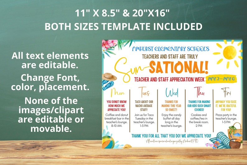 Editable Sunsational Teacher Appreciation Week Schedule, Beach Theme ...