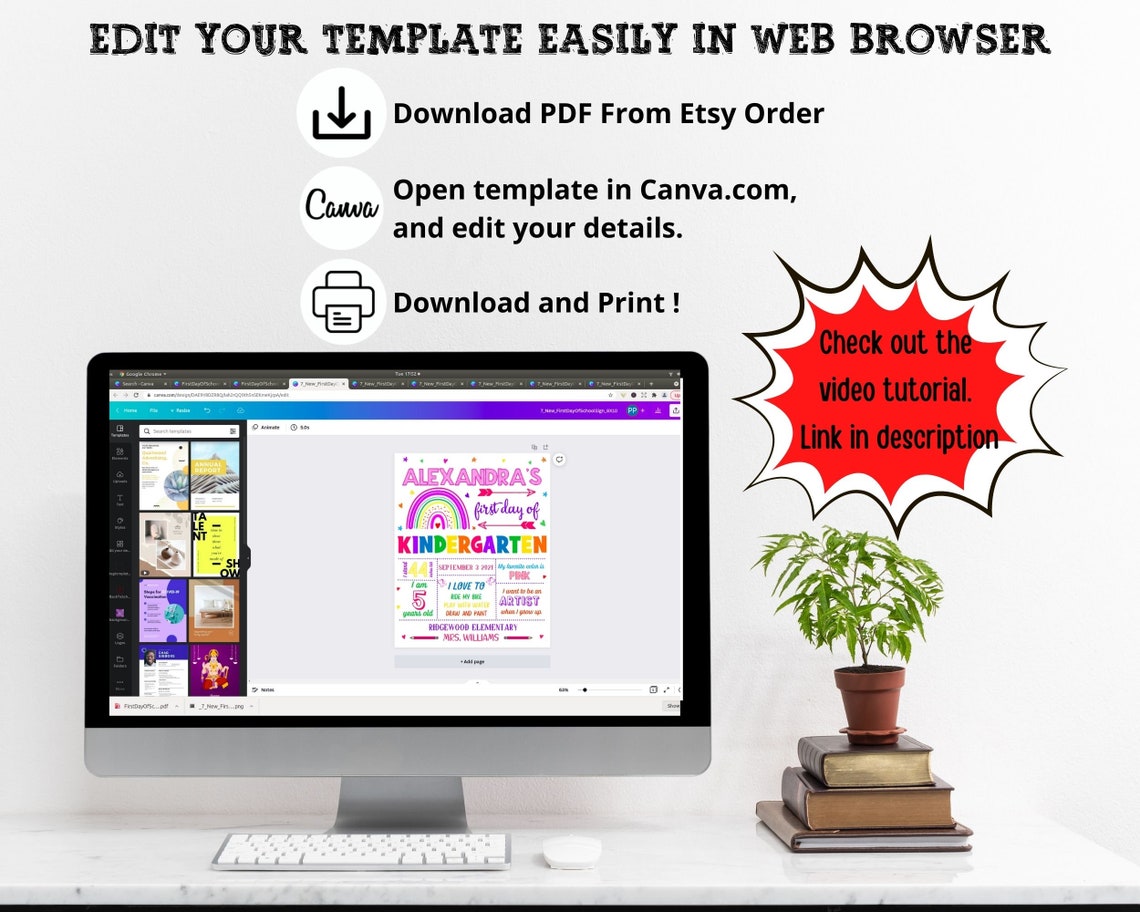 Rainbow First Day of School Sign Printablepink Last/first Day - Etsy