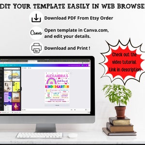 Rainbow First Day of School Sign Printable,pink Last/first Day Editable ...