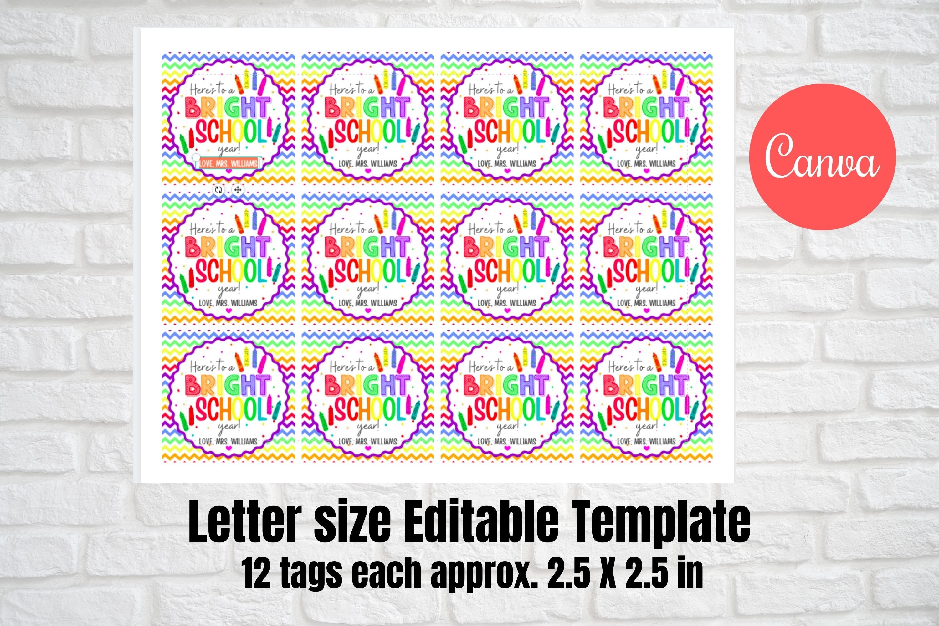 First Day of School Crayons Gift Tags, Here's to a Bright School Year ...