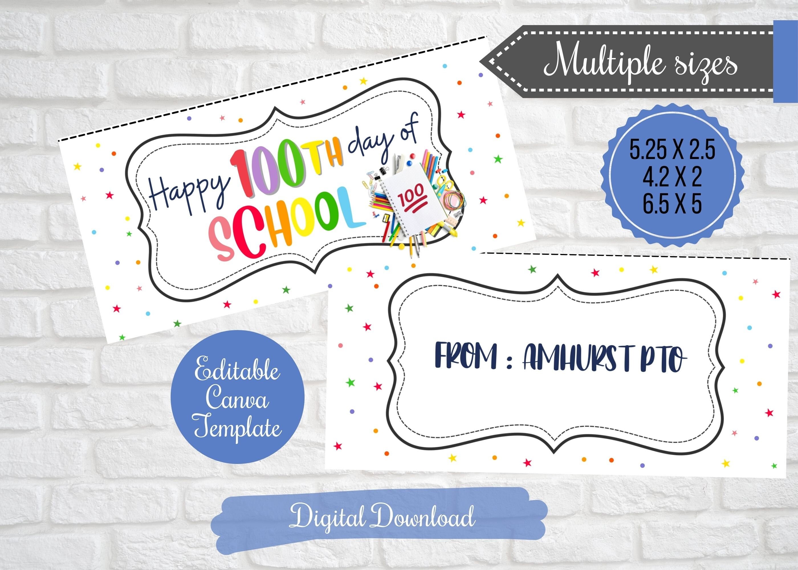 Happy 100th Day of School Treat Bag Toppers for Students 100 - Etsy