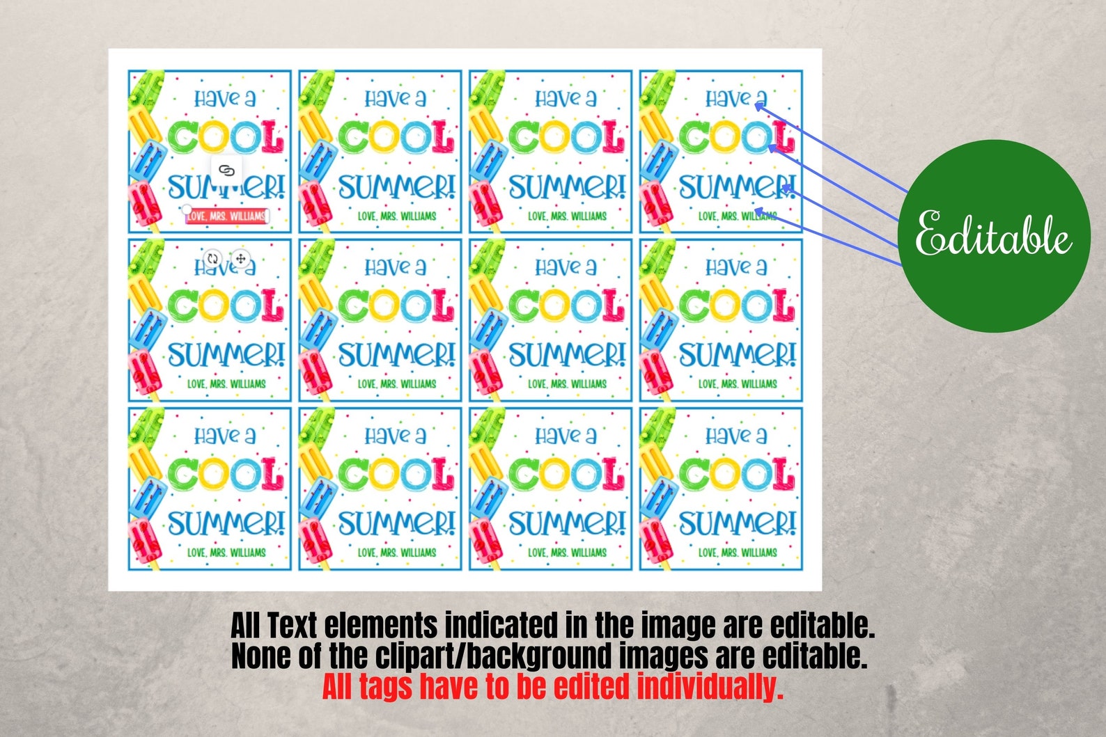 Have a Cool Summer Freezer Pop Gift Tag, Class School End of Year Gift ...