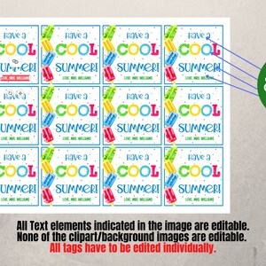 Have a Cool Summer Freezer Pop Gift Tag, Class School End of Year Gift ...