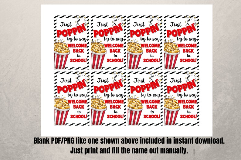 Back to School Popcorn Gift Tags Just Poppin by to Say - Etsy