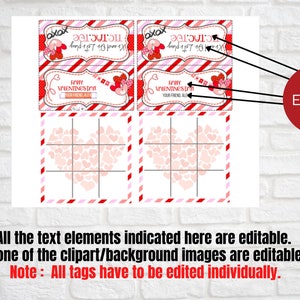 Printable Valentine Kisses Tic Tac Toe Treat Bag Topper and Card ...