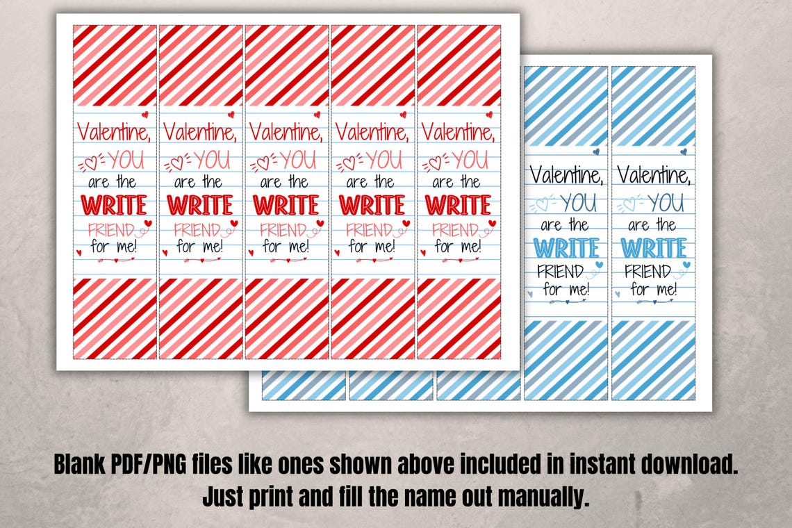 Valentine, You Are the Write Friend for Me Printable Tag for Valentine ...