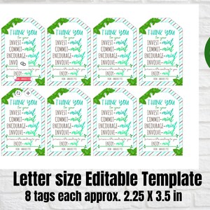 Mint Teacher Gift Tags, Teacher Editable Gift Tags, Employee ...