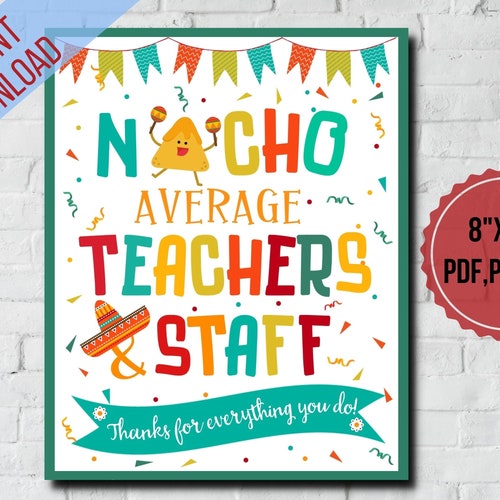 Cinco De Mayo Printable Sign Teacher Appreciation Week Staff - Etsy