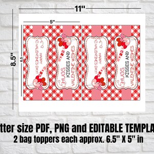 Valentine Treat Bag Toppers for Kisses, Button Candies Fold Over Labels ...