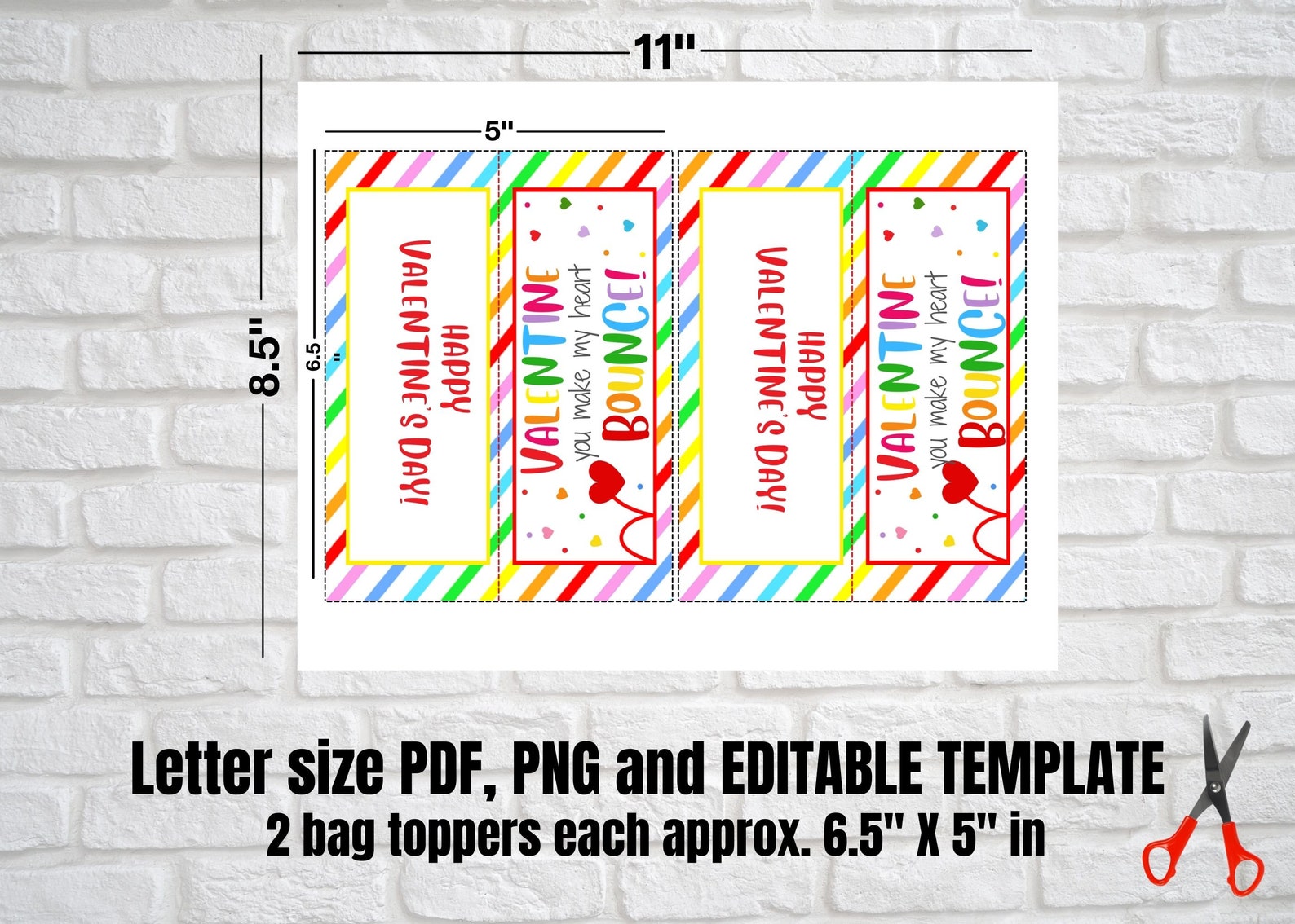 Printable Valentine Treat Bag Toppers, Fold Over Label for Bouncy Ball ...
