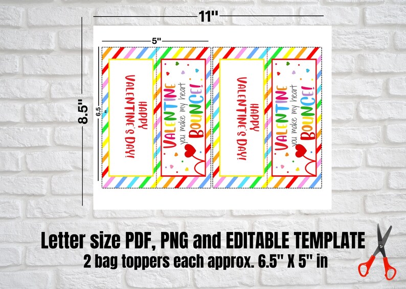 Printable Valentine Treat Bag Toppers, Fold Over Label for Bouncy Ball ...