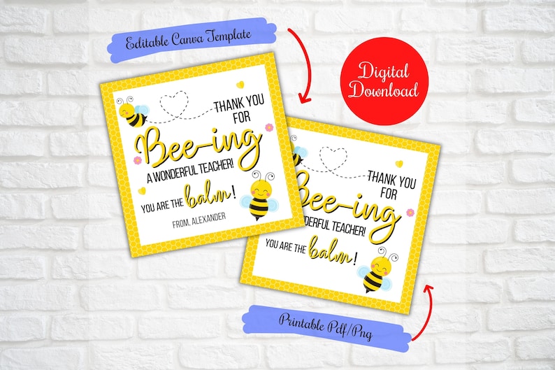 Thanks for Beeing a Wonderful Teacher Gift Tags, Lip Balm, Chap Stick ...
