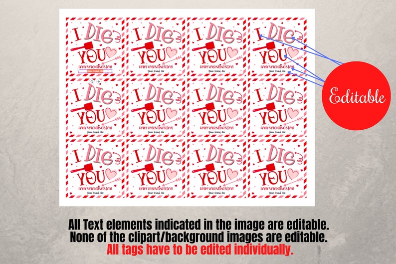 I Dig You Valentine Gift Tags Printable Editable Valentine - Etsy