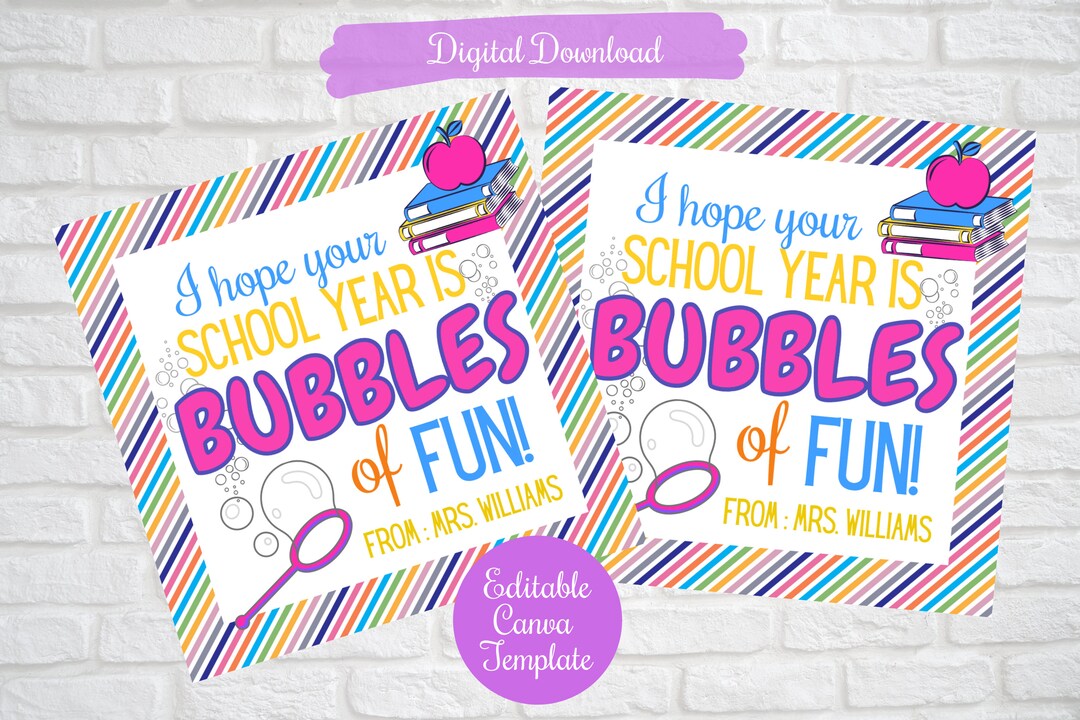 Back to School Bubbles Gift Tags Hope Your School Year is - Etsy