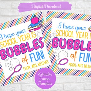 Back to School Bubbles Gift Tags Hope Your School Year is - Etsy