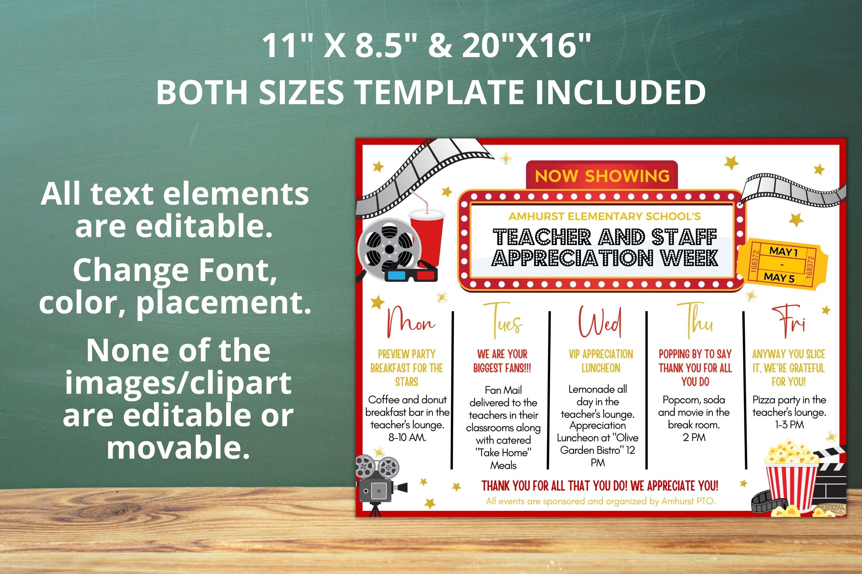 Editable Hollywood Movie Themed Teacher Appreciation Week - Etsy UK