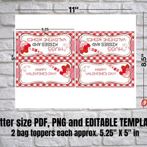Printable Valentine Treat Bag Toppers for Kisses, Button Candies Fold ...