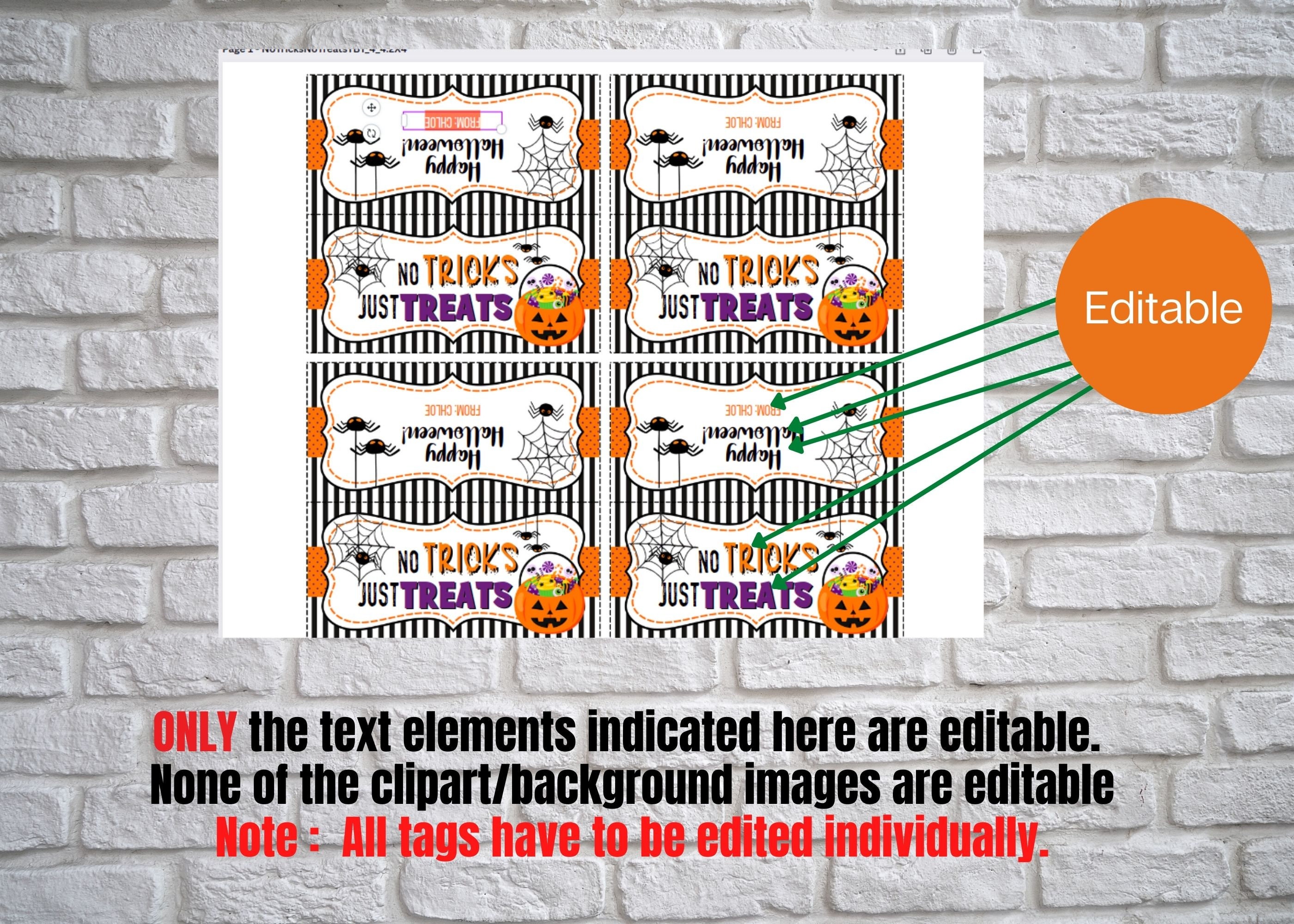 No Tricks Just Treat Halloween Treat Bag Topper Halloween - Etsy