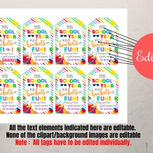 Buckets of Fun Gift Tags, End of Year Gift Tags for Class, Last Day of ...