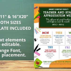 Editable Teacher Appreciation Week Schedule, School Teacher ...