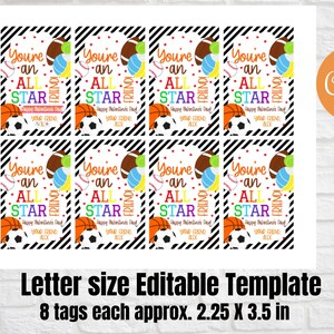 Valentine, You're an All-star Friend, Printable Editable Sports ...