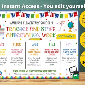 Editable Teacher Appreciation Week Schedule, School Teacher ...