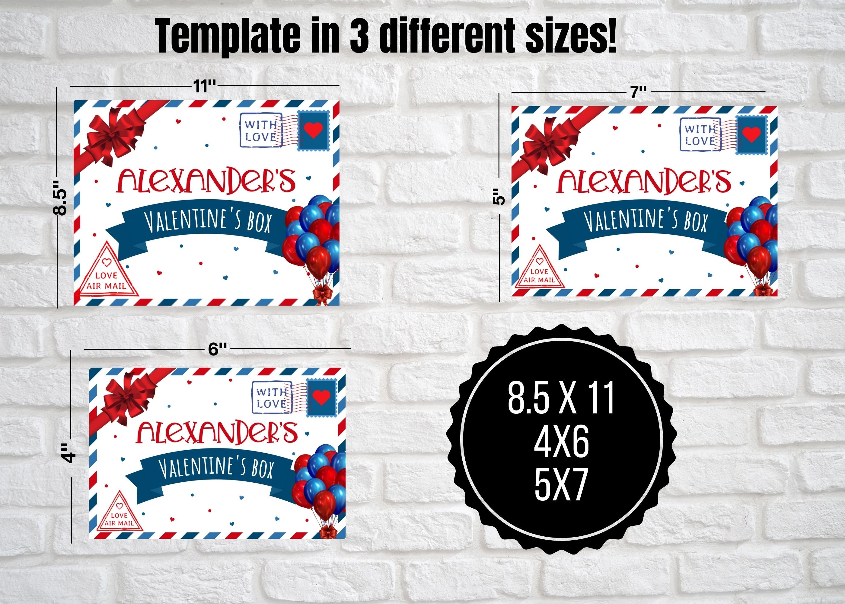 EDITABLE Unisex Valentine Box Label Template Personalized - Etsy