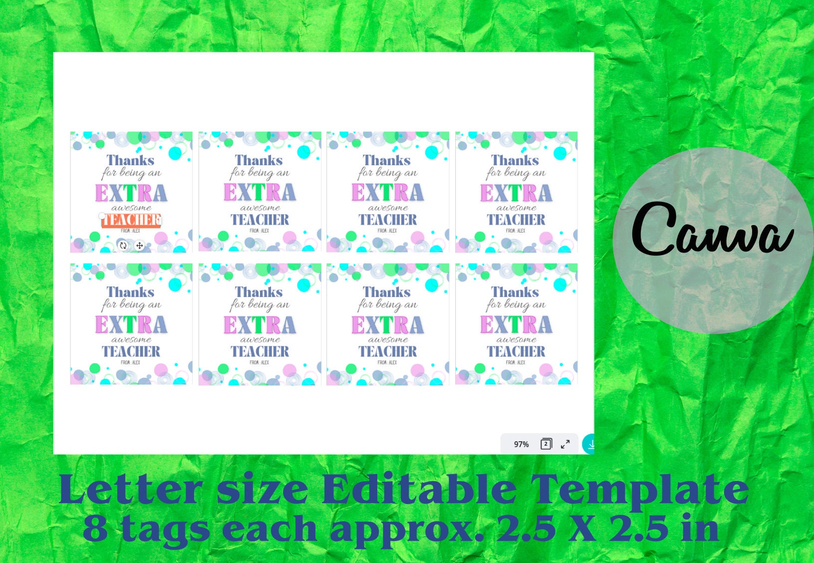 Thanks for being extra awesome teacher Teacher Editable Gift | Etsy