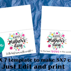Happy Mothers Day Card With Floral Design, Editable in Canva Template ...