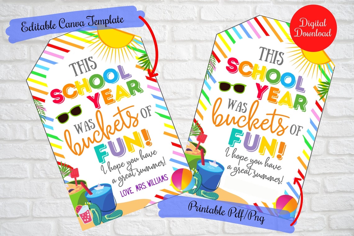 Buckets of Fun Gift Tags End of Year Gift Tags for Class End - Etsy