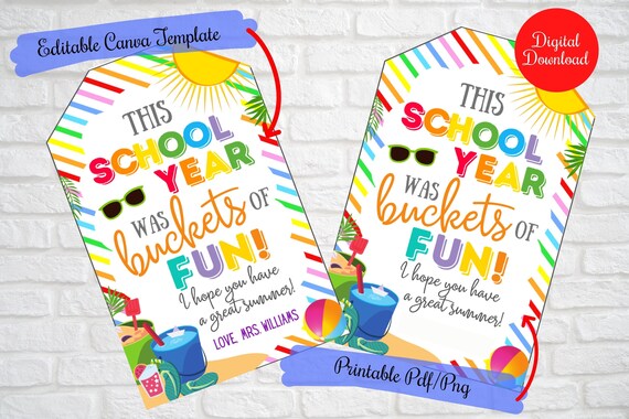 Buckets of Fun Gift Tags End of Year Gift Tags for Class End - Etsy