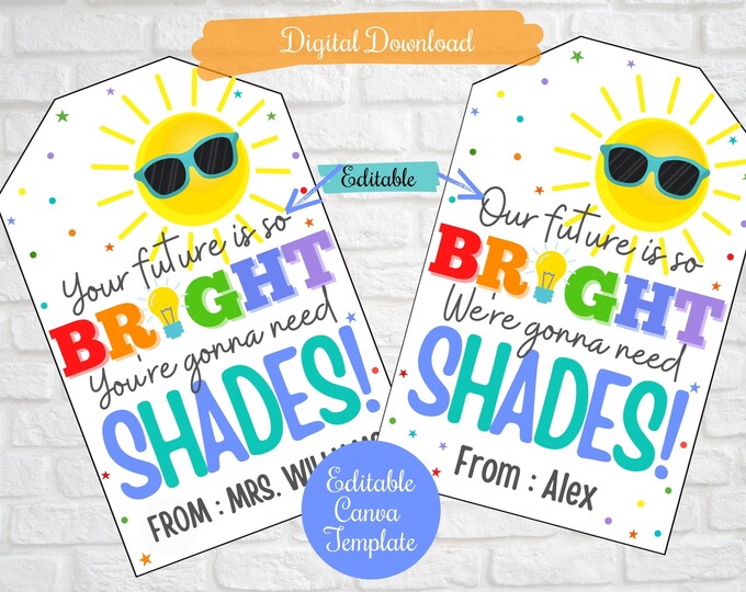 End of Year Class Sunglasses/shades Gift Tags Your Future is - Etsy