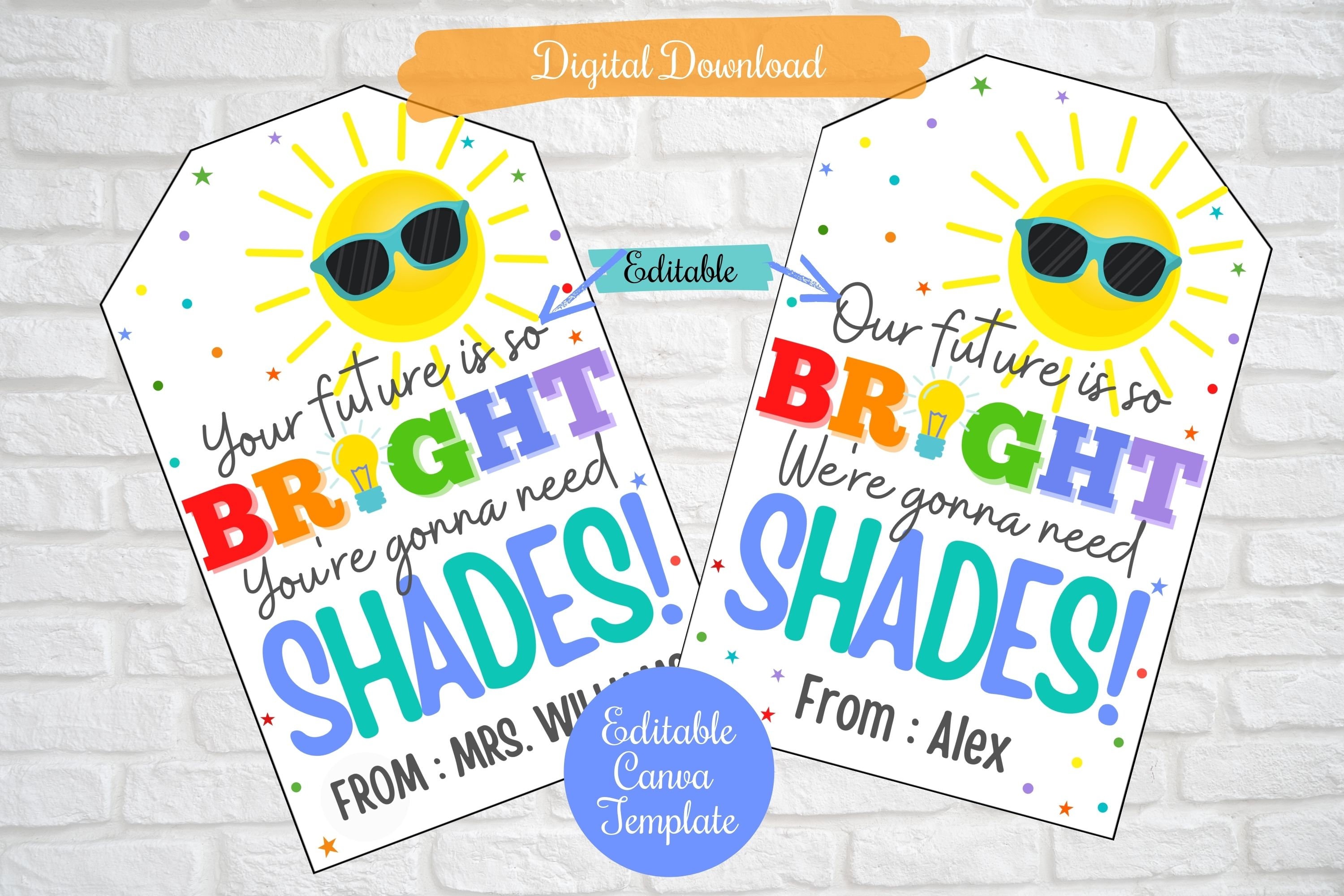 End of Year Class Sunglasses/shades Gift Tags Your Future is - Etsy