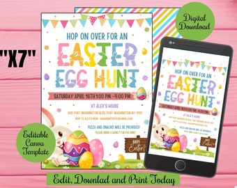 Customizable Easter Egg Hunt Invitation Editable Easter Invitation ...