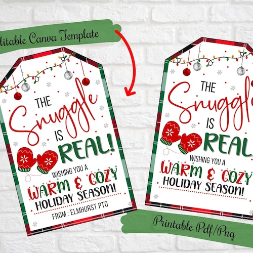 Printable/editable the Snuggle is Real Christmas Gift Tag - Etsy
