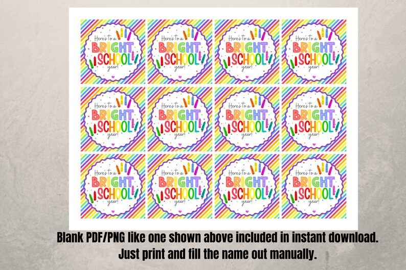 First Day of School Crayons Gift tags Here's to a bright | Etsy